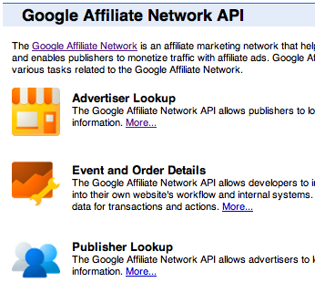 Google Affiliate Network API